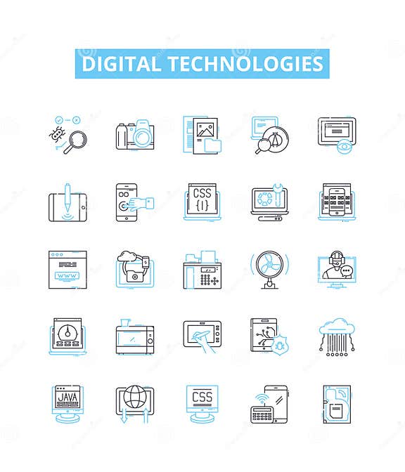 Digital Technologies Vector Line Icons Set. Digital, Technologies ...