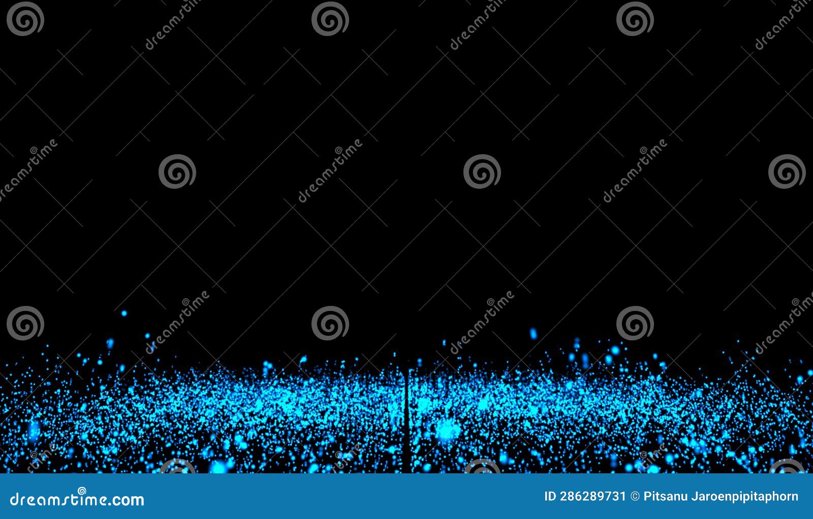 Digital Technology Abstract 3d Blue Light Particles Raining Hits Water ...