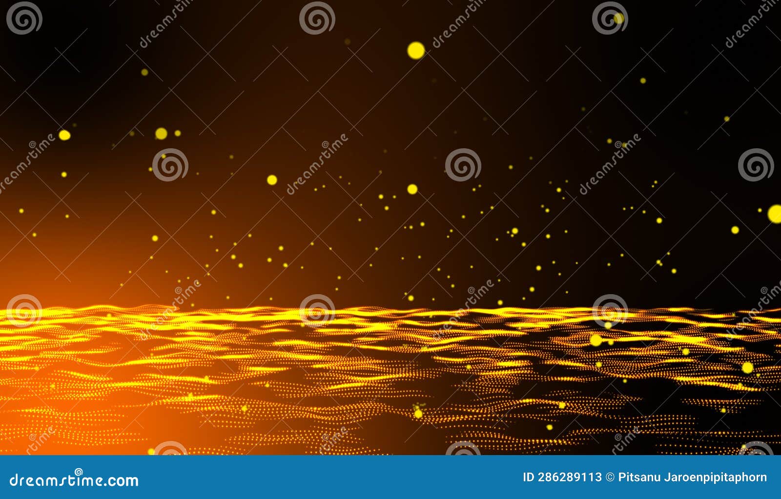 Digital Technology Abstract 3d Orange-yellow Light Particles Raining ...