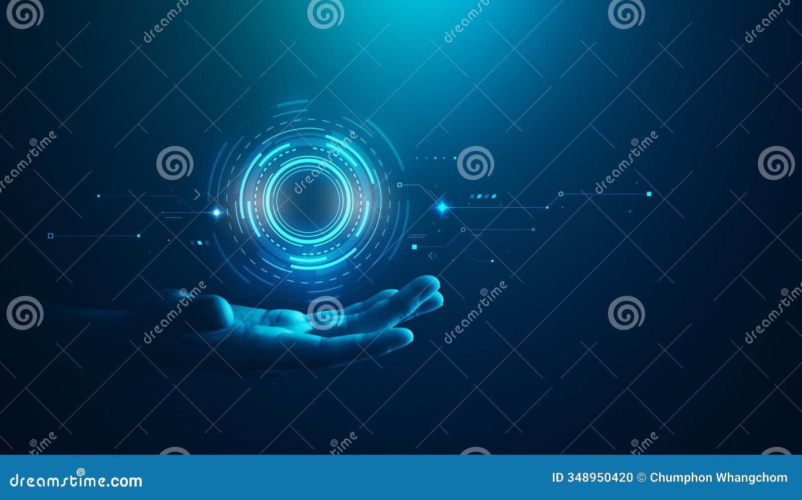 Digital Technology Artificial Intelligence Hud Computer Interface Concept Tech Hand Control ...