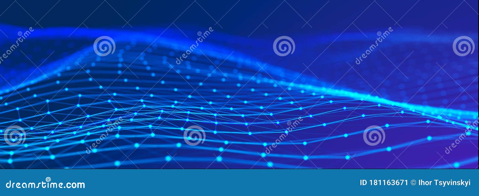 Digital Technology Background. Abstract Wave with Connected Dots and ...