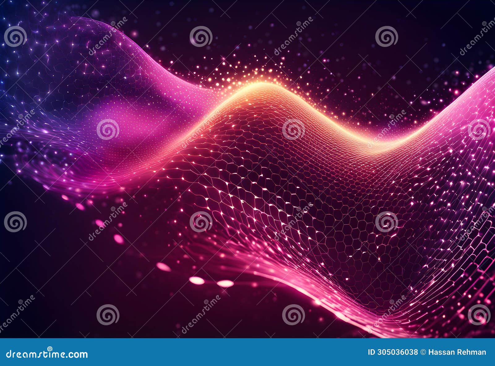 Digital Technology Background. Dynamic Wave of Glowing Points Stock Illustration - Illustration ...