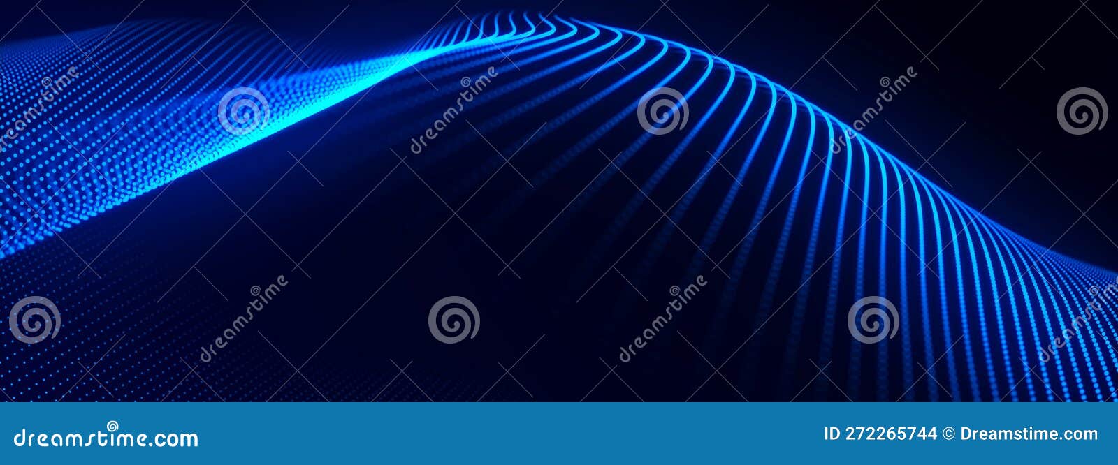Digital Technology Background. Dynamic Wave of Glowing Points ...