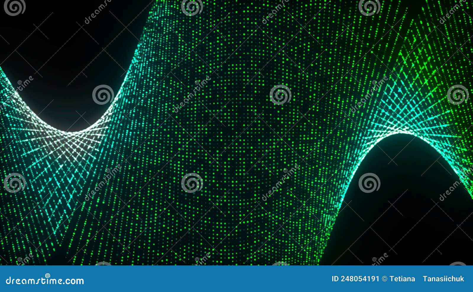 Digital Technology Background. Dynamic Wave of Glowing Points ...