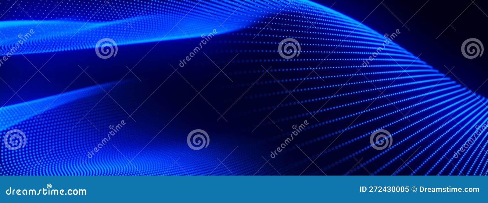 Digital Technology Background. Dynamic Wave of Glowing Points ...