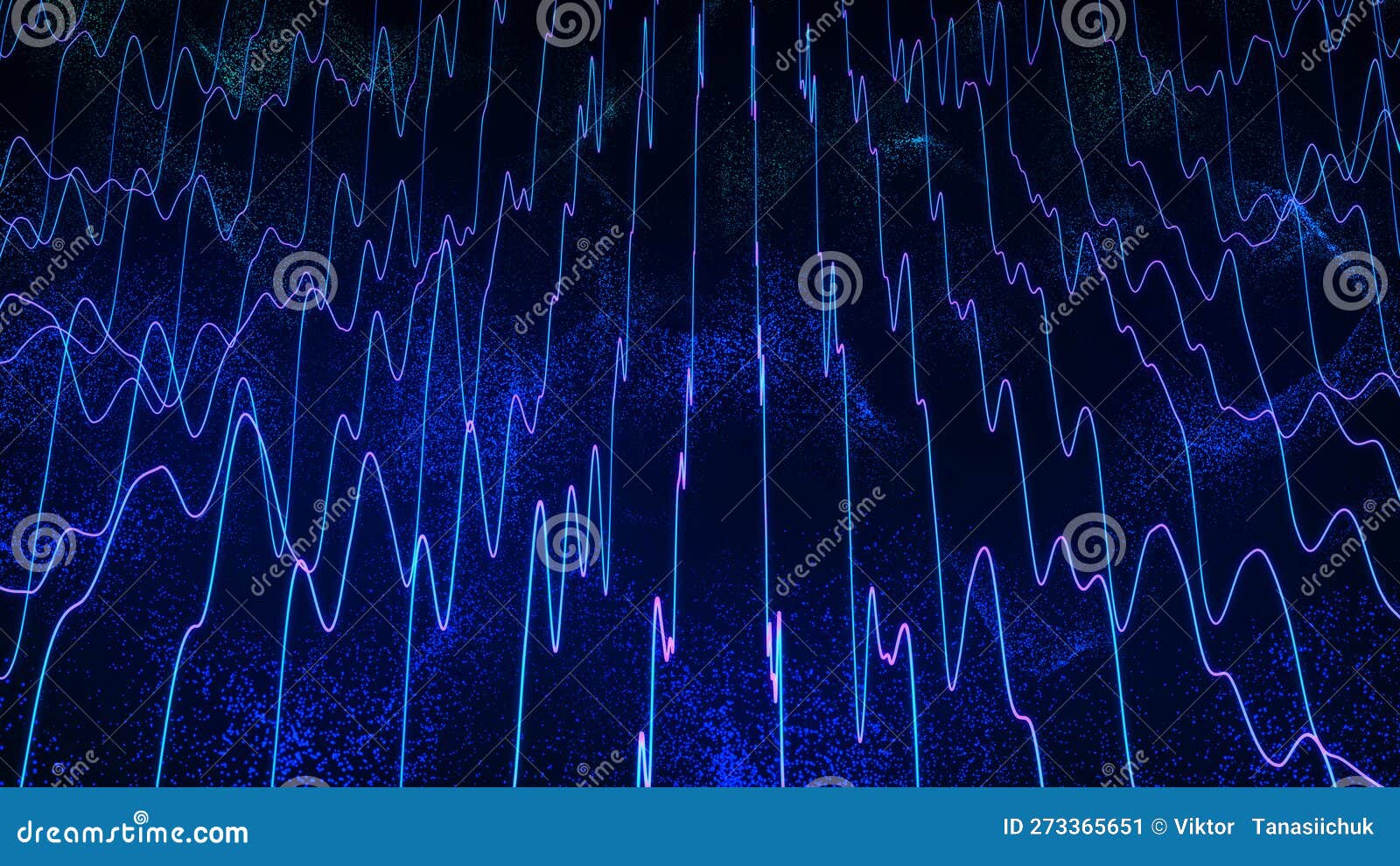 Digital Technology Background. Dynamic Wave of Glowing Points ...