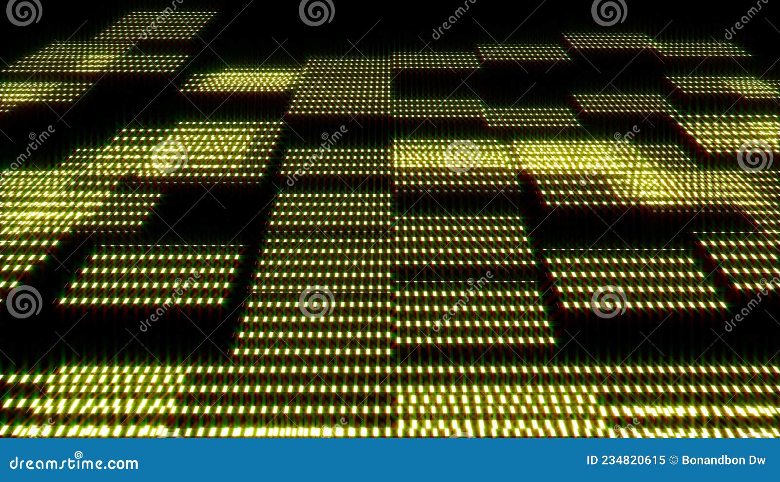 Digital Technology Background. Network with Glowing Light Yellow Dots ...