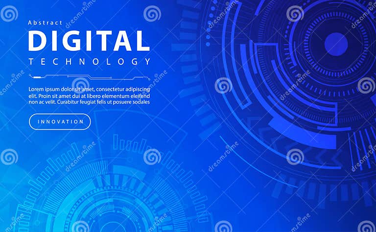 Digital Technology Banner Blue Background Concept, Technology Light ...