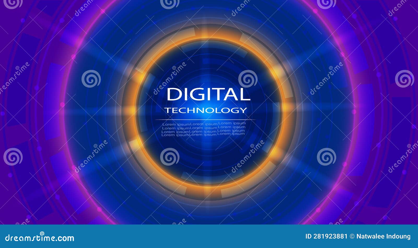 Digital Technology Banner Blue Background Concept with Technology Line ...