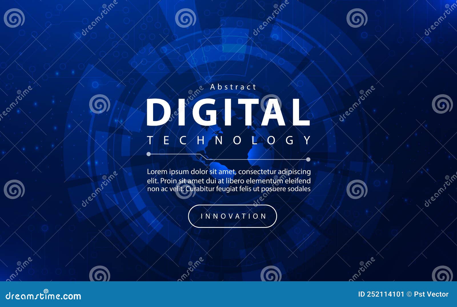 Digital Technology Banner Blue Dark Background Concept with Technology ...