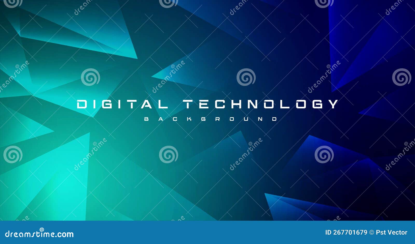 Digital Technology Banner Blue Green Background Concept, Cyber ...