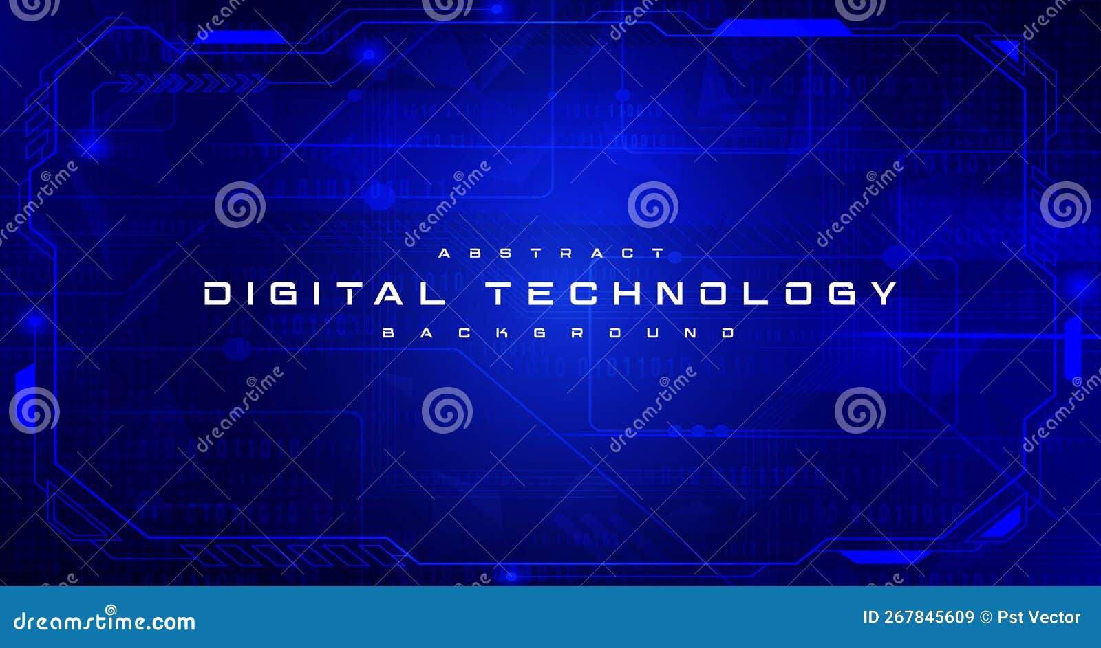 Digital Technology Banner Blue Green Background Concept, Cyber ...