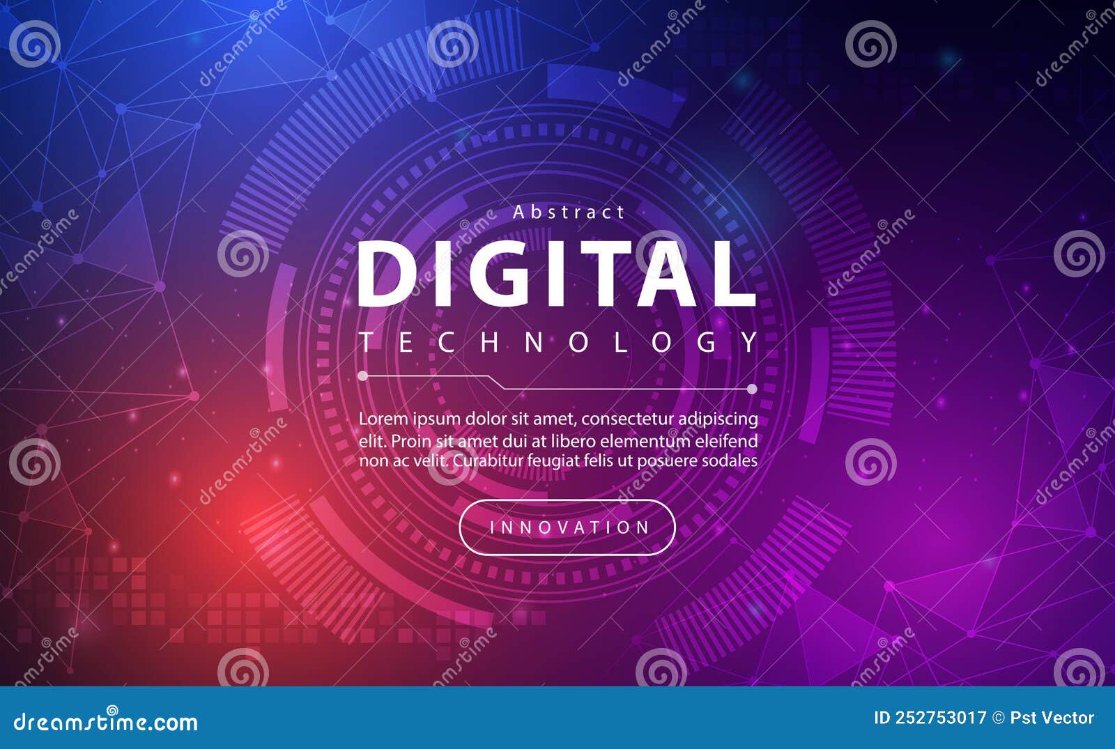 Digital Technology Banner Blue Pink Background Concept, Technology ...