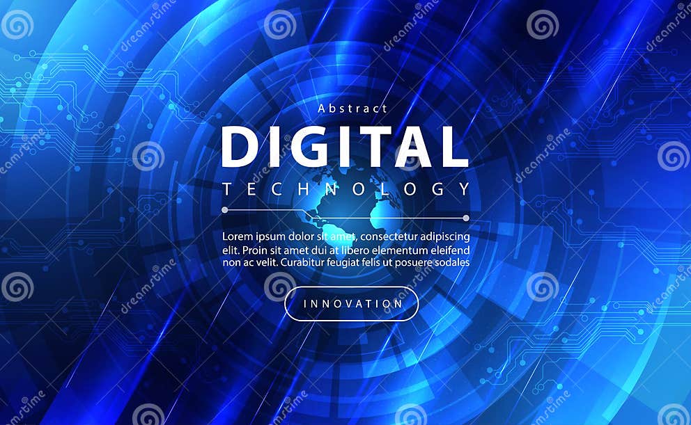 Digital Technology Banner Blue Sky Background Concept with Technology ...