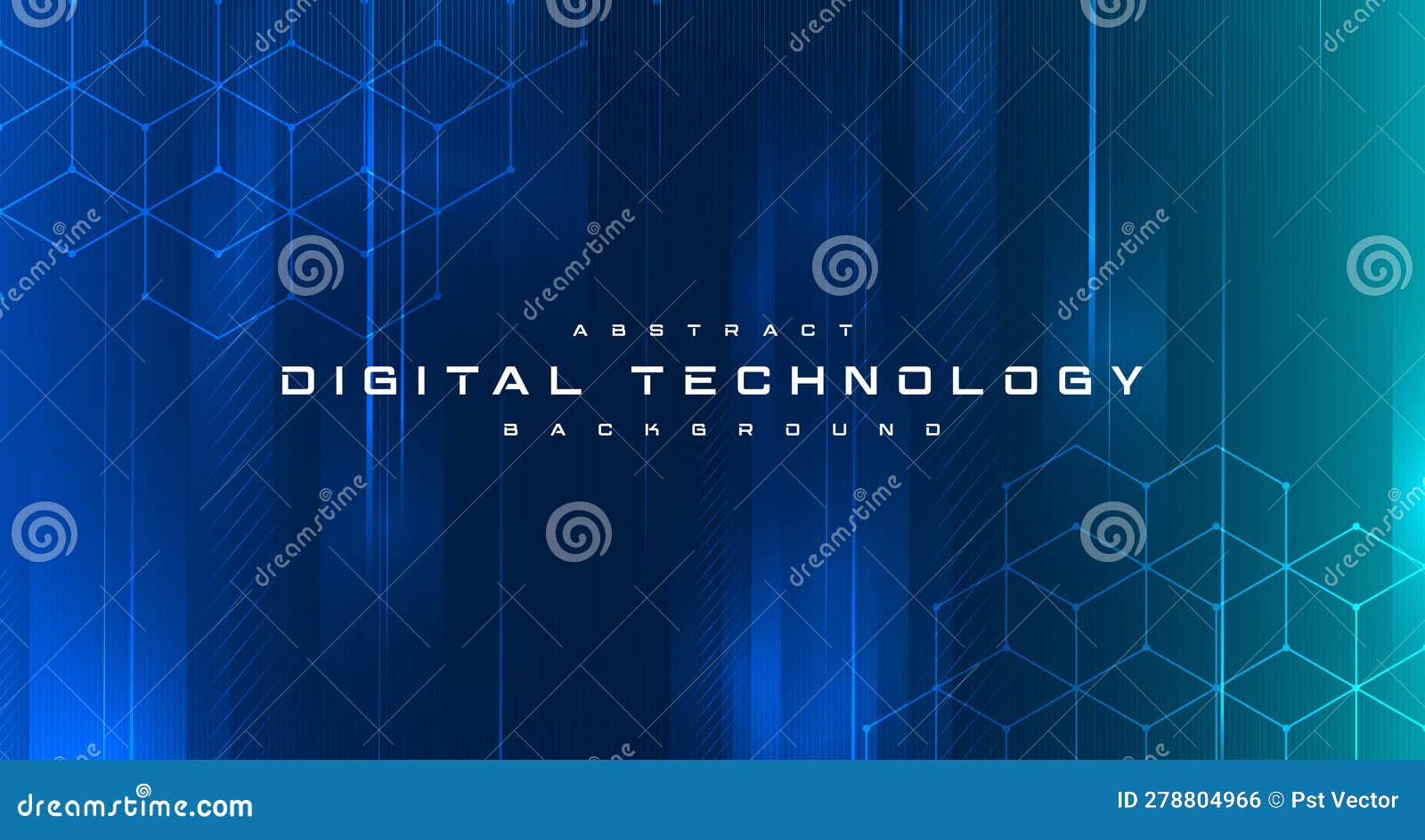Digital Technology Banner Green Blue Background Concept with Technology ...