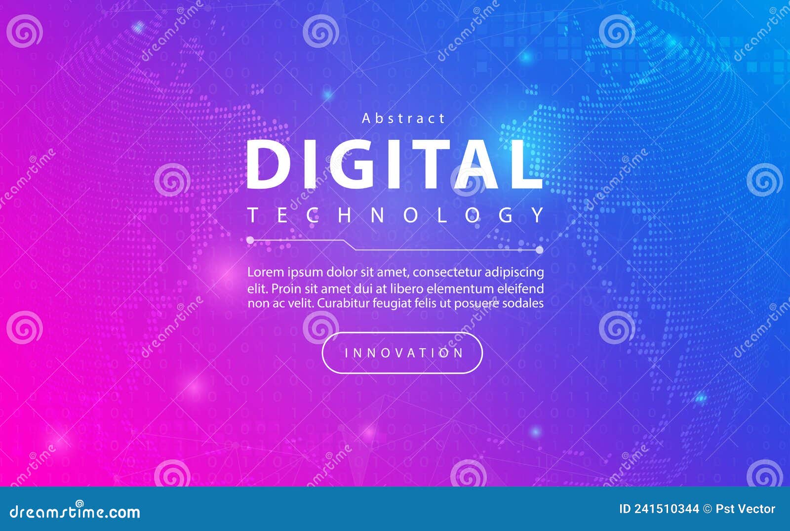 Digital Technology Banner Pink Blue Background Concept with Technology ...