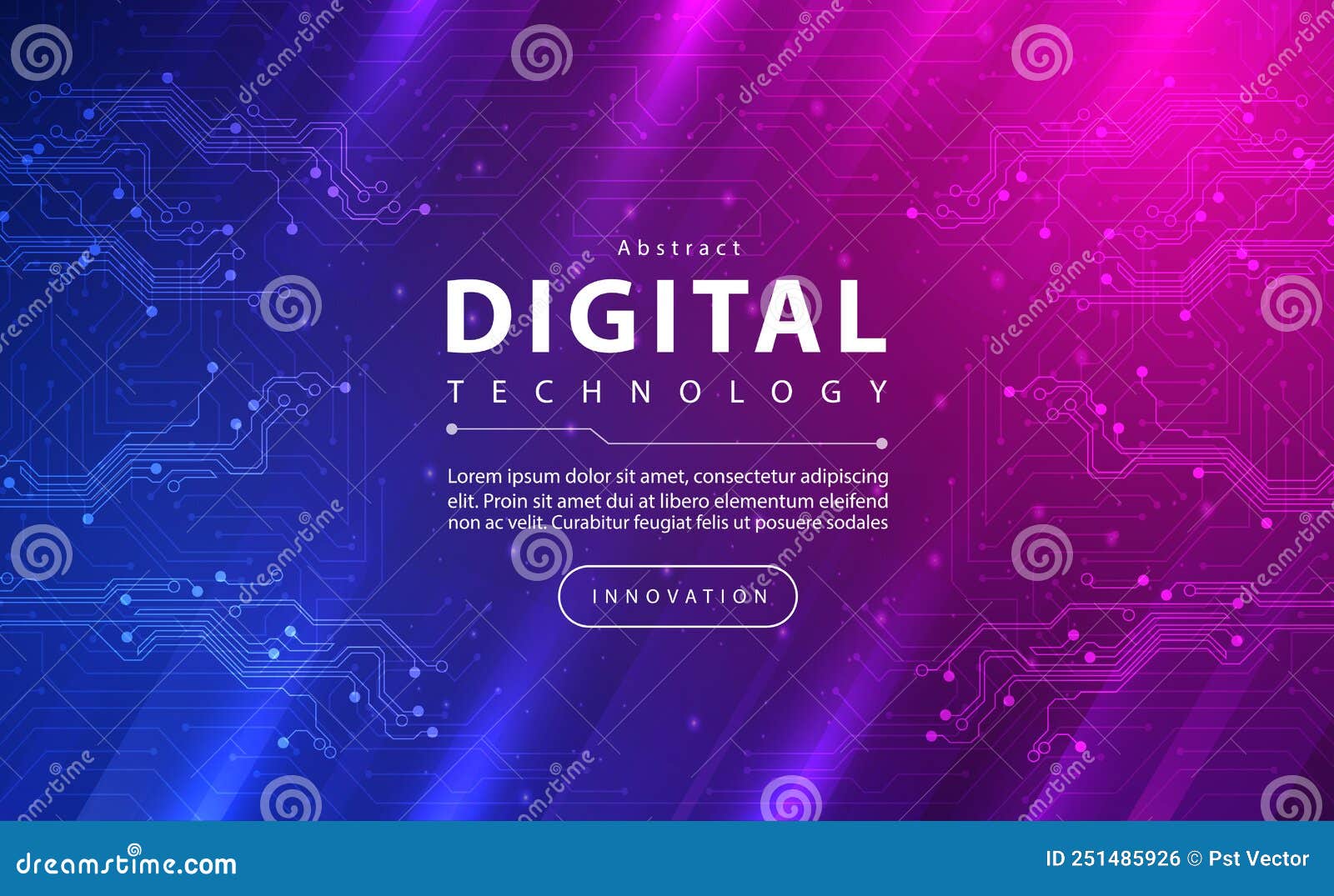 Digital Technology Banner Pink Blue Background Concept with Technology ...
