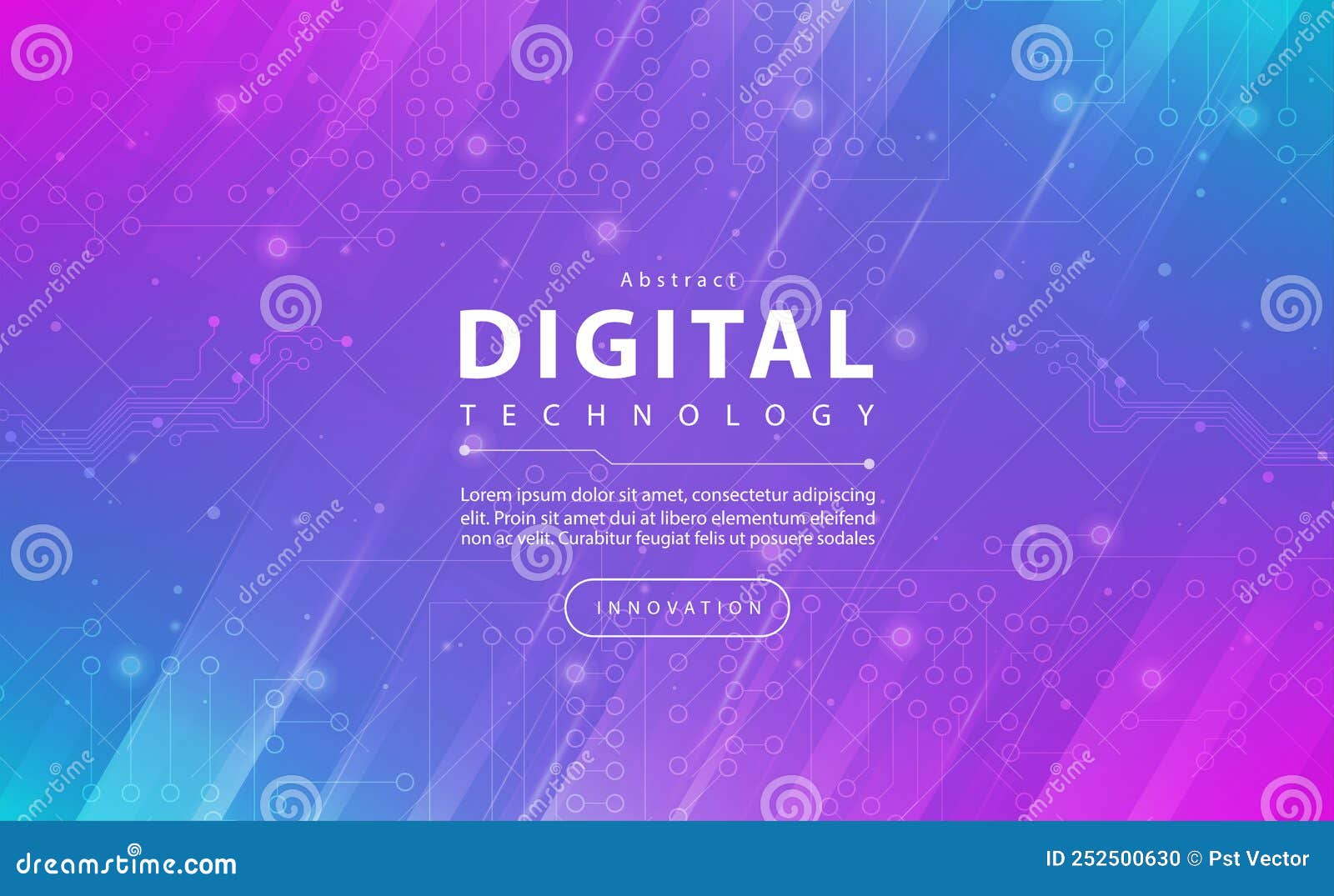 Digital Technology Banner Pink Blue Background Concept, Technology ...