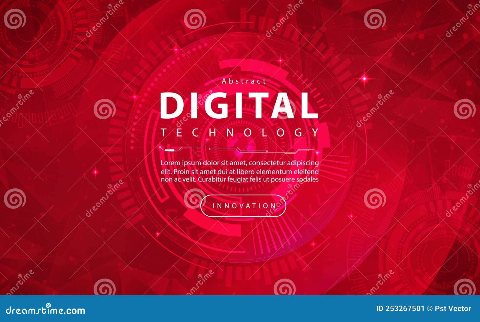 Digital Technology Banner Red Background Concept, Circuit Technology ...