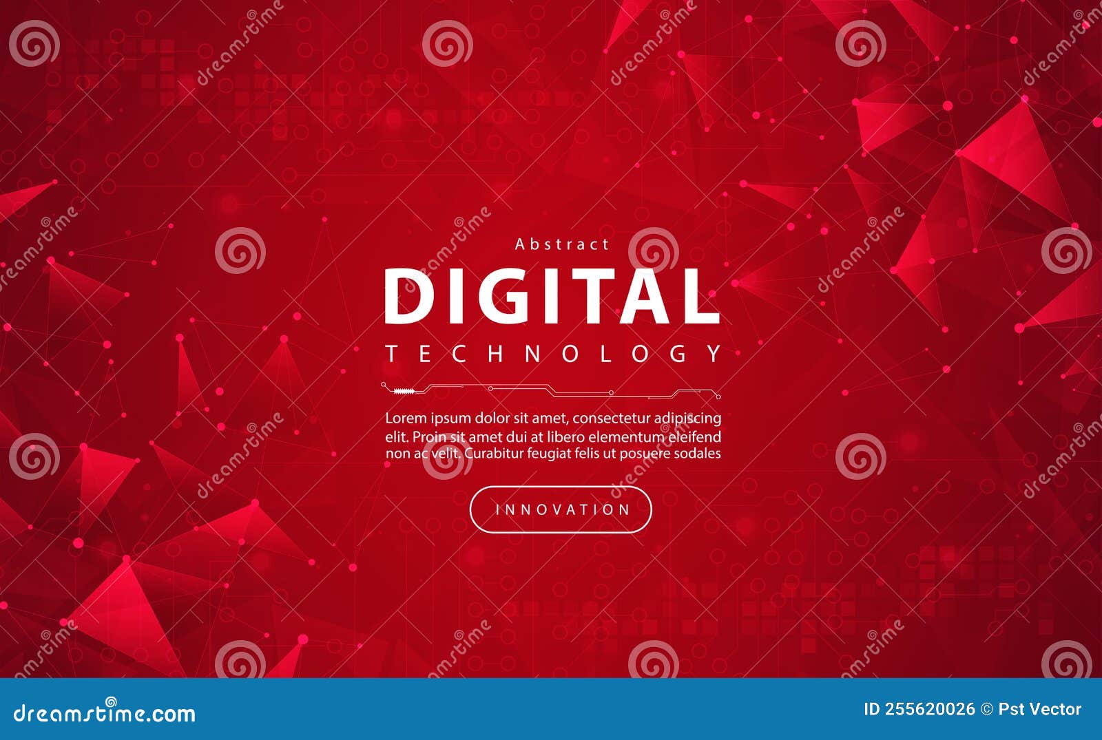 Digital Technology Banner Red Background Concept with Technology Light ...