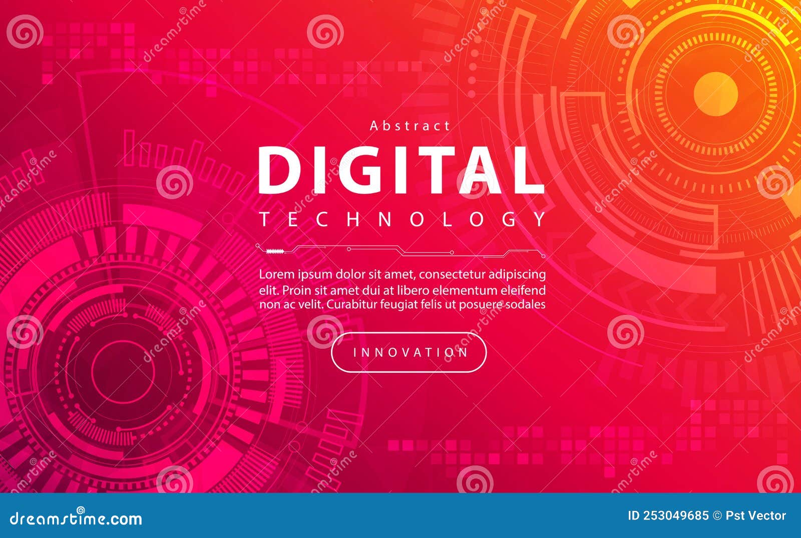 Digital Technology Banner Red Pink Background Concept, Technology Light ...