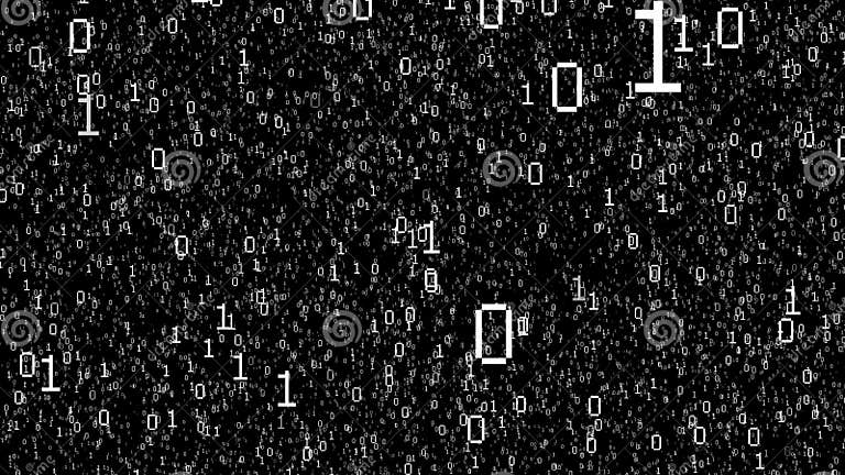 Digital Technology Binary Code on Isolated Black Background. Particle of Big Data Distancing ...