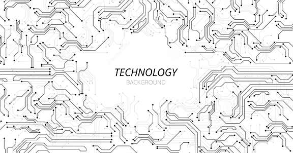 Digital Technology Black Circuit Diagram on White Background Stock ...