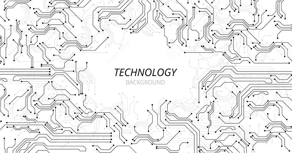 Digital Technology Black Circuit Diagram on White Background Stock ...