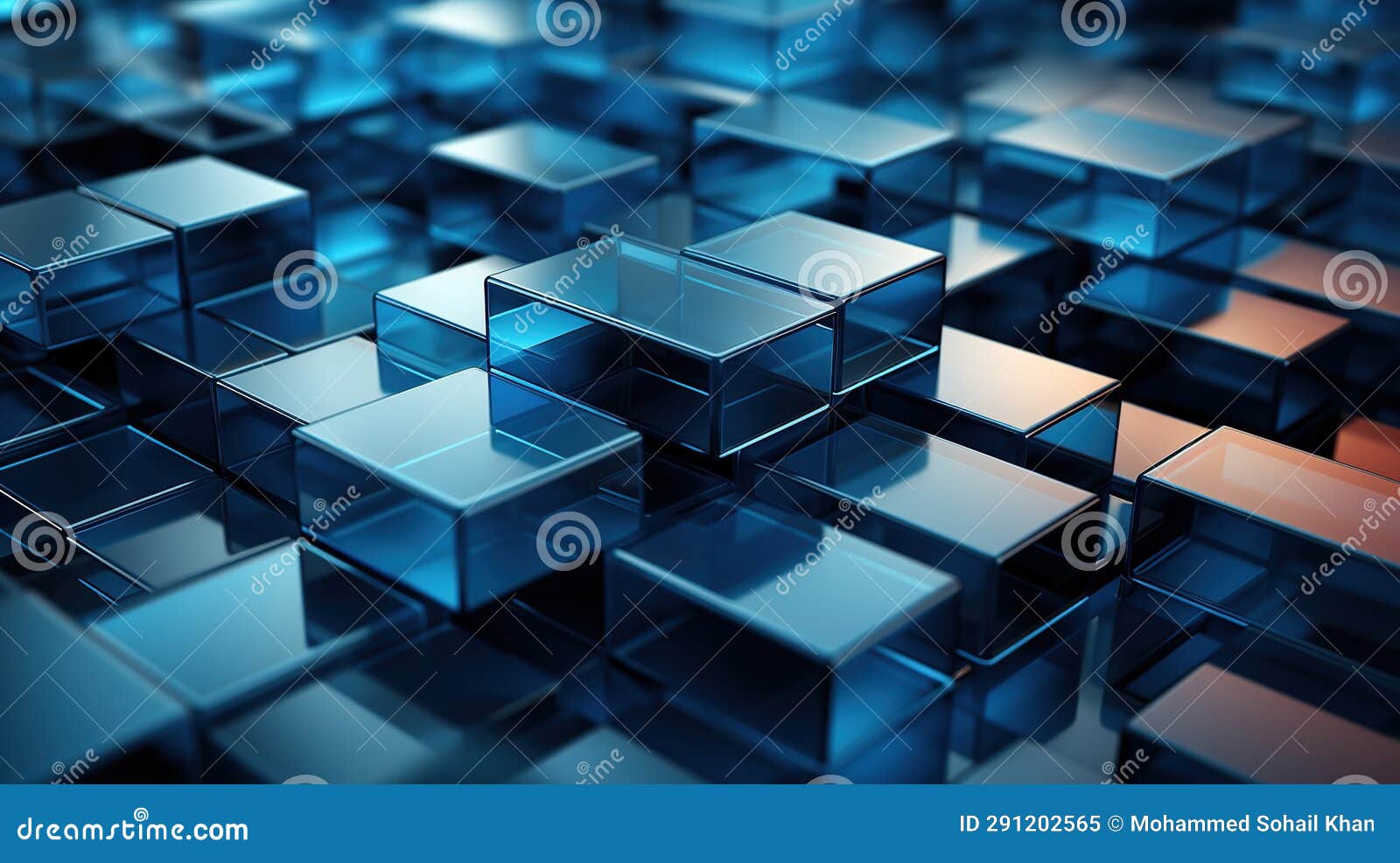 Digital Technology Blue Geometric Hexagon Cubes Background Stock Illustration - Illustration of ...