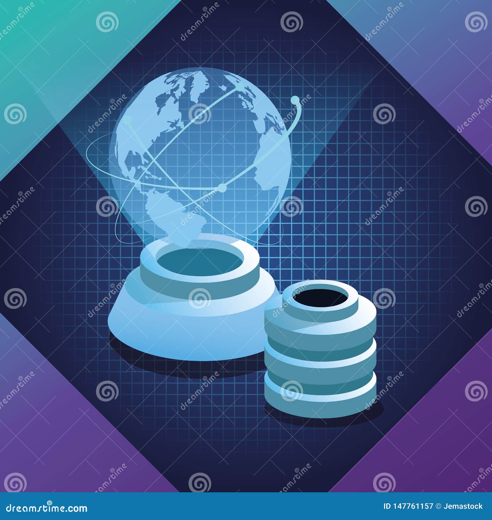 Digital Technology Blue Symbols Stock Vector - Illustration of circuit ...