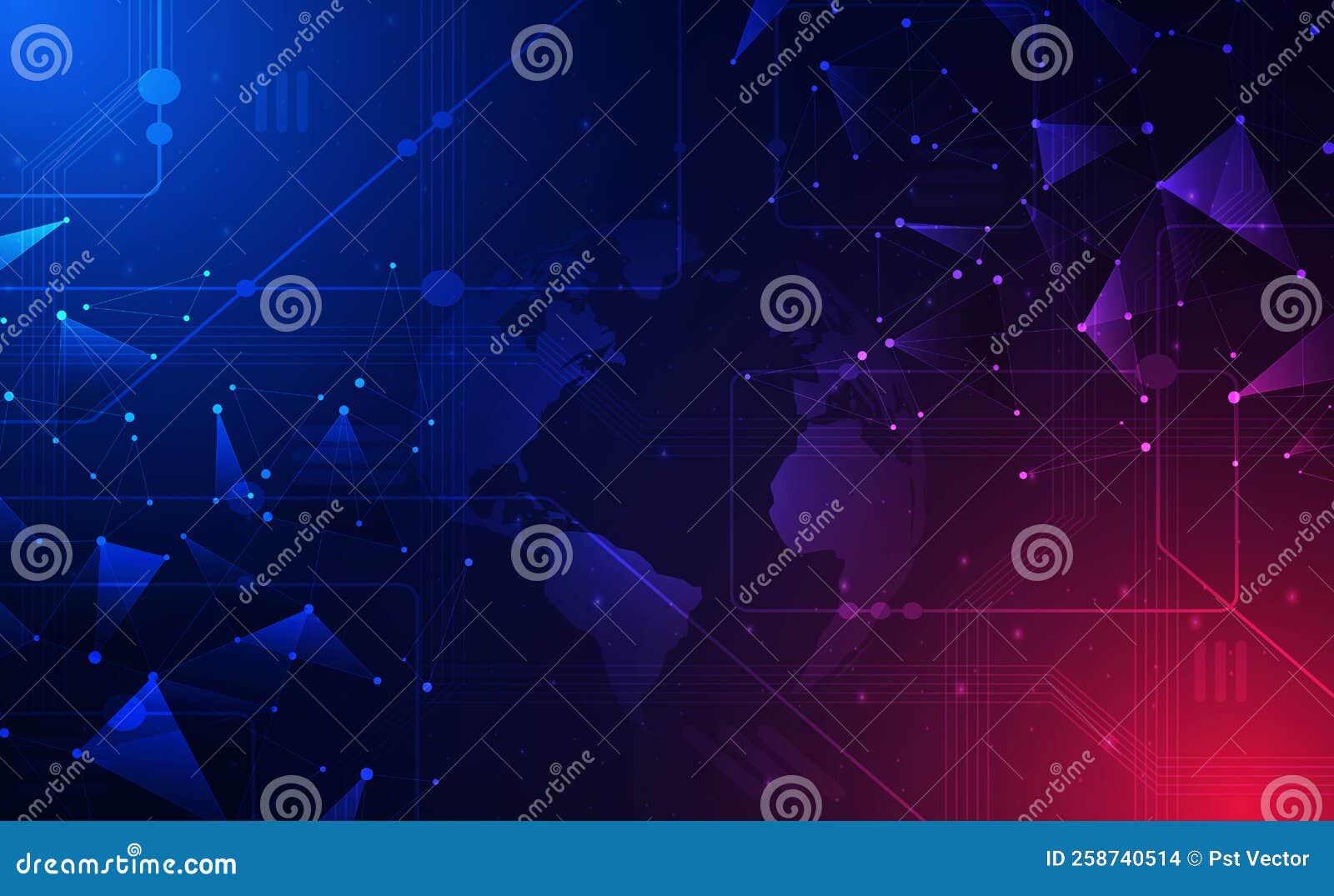 Digital Technology Circuits Blue Red Gradient Background, Ai Big Data ...