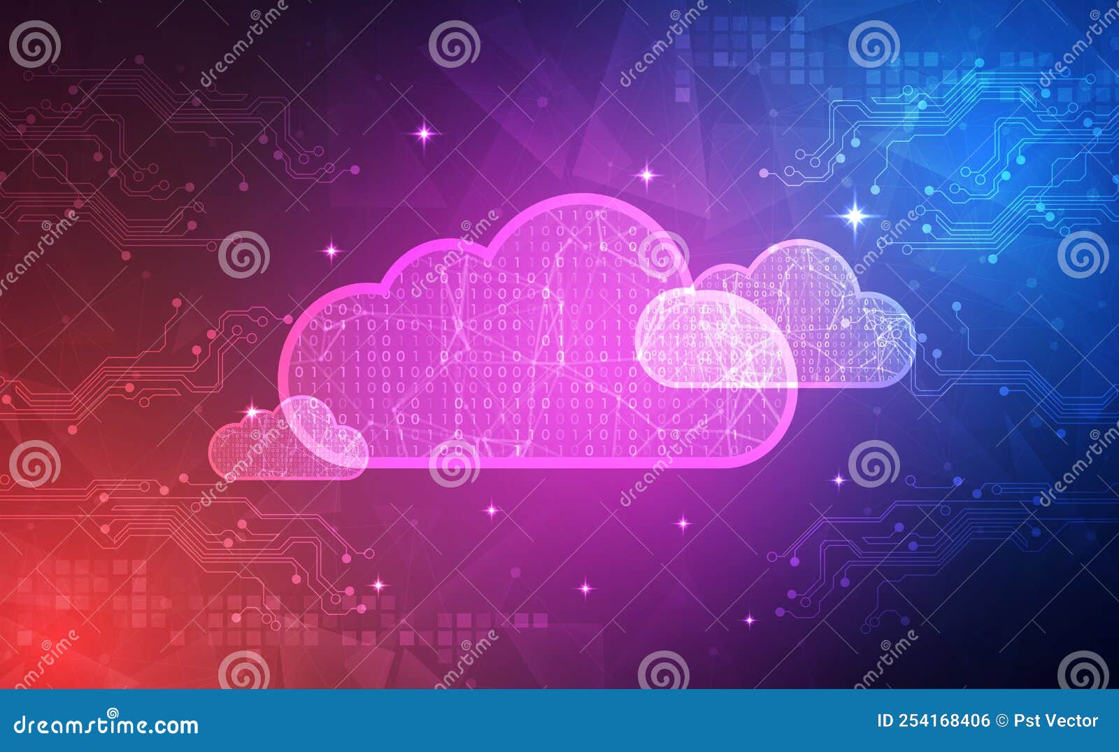 Digital Technology Cloud Service Blue Pink Background, Technology Cloud Computing Upload ...