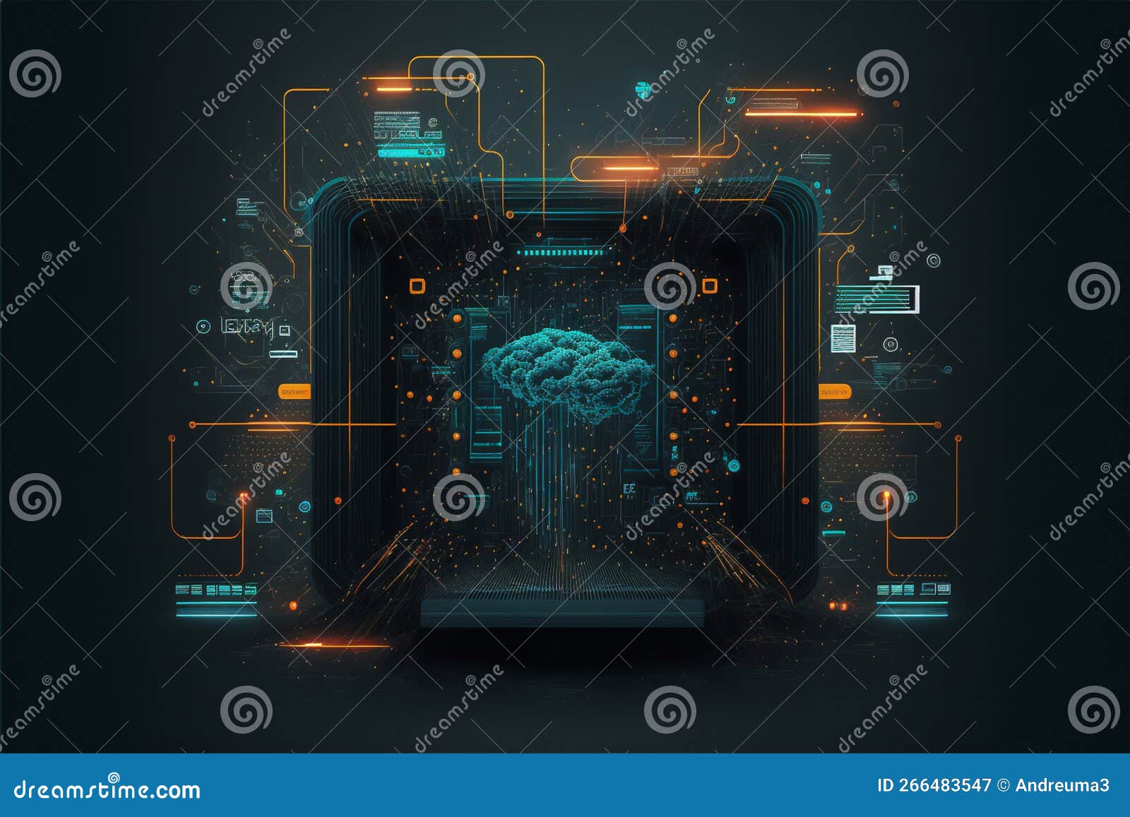 Digital Technology Computer Data Center Stock Illustration ...