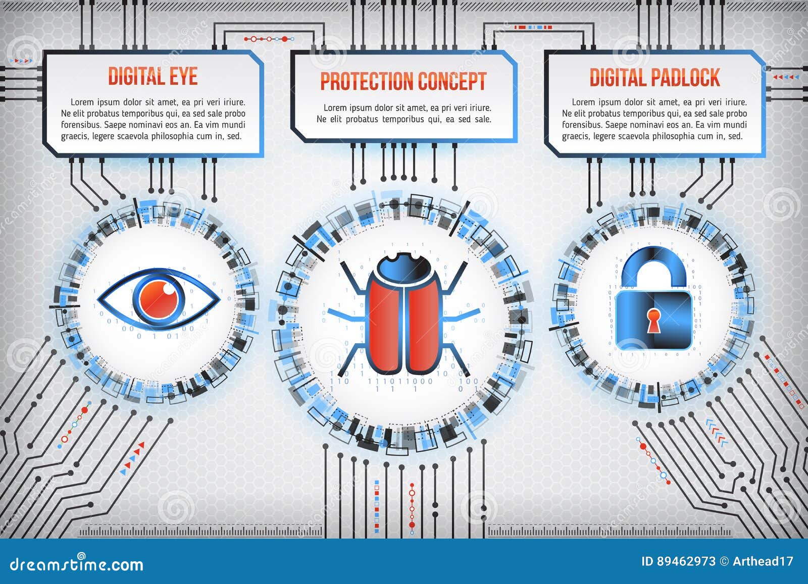 Digital Technology Concept of Background with Hacker Bug, Eye an Stock ...