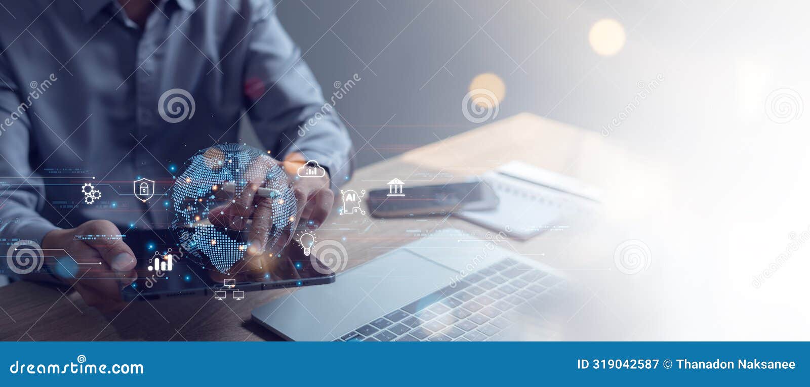 Digital Technology Concept Computer Programmer Using Digital Tablet with Big Data and Business ...