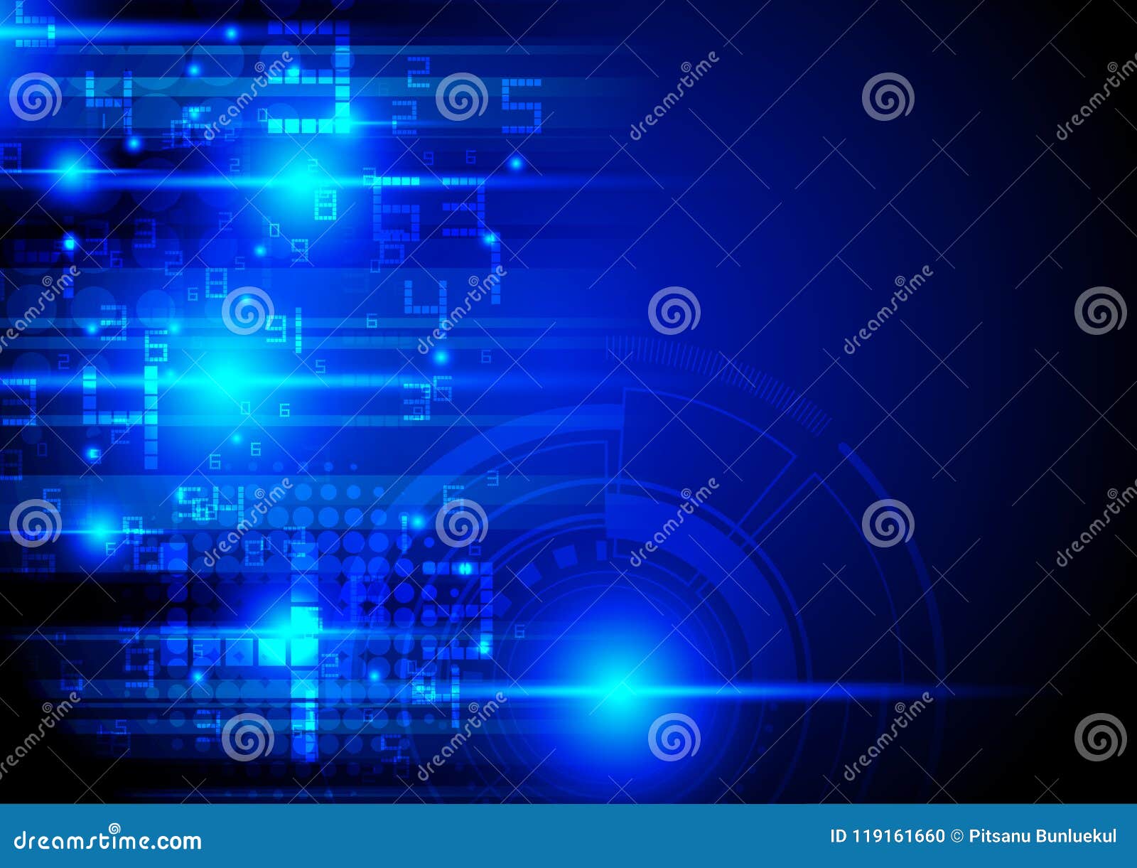 Digital Technology Concept, Digits Number and Abstract Circuit O Stock ...