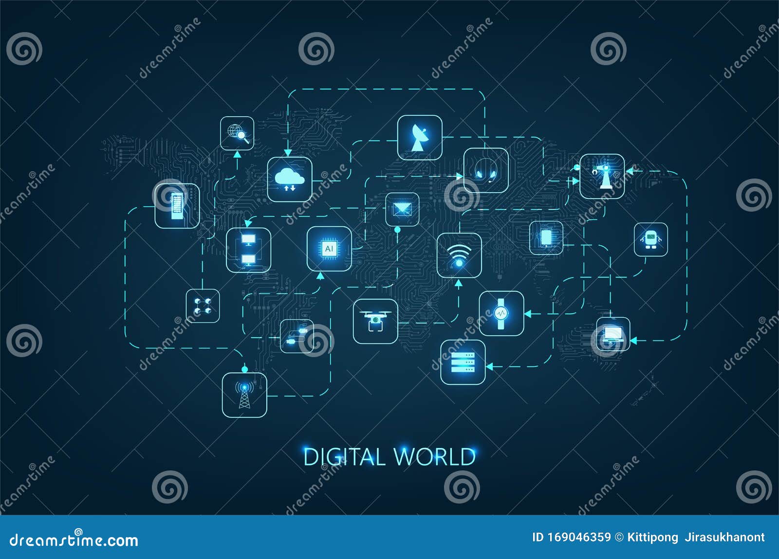 Digital Technology Connection Concept Stock Vector - Illustration of ...