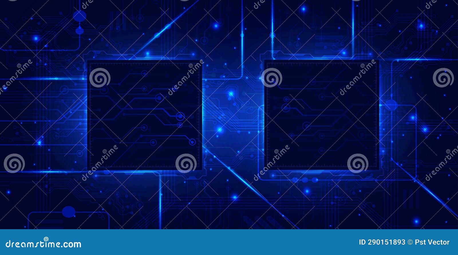 CPU Chip On Blue Background. Microprocessor With Bright Connections ...