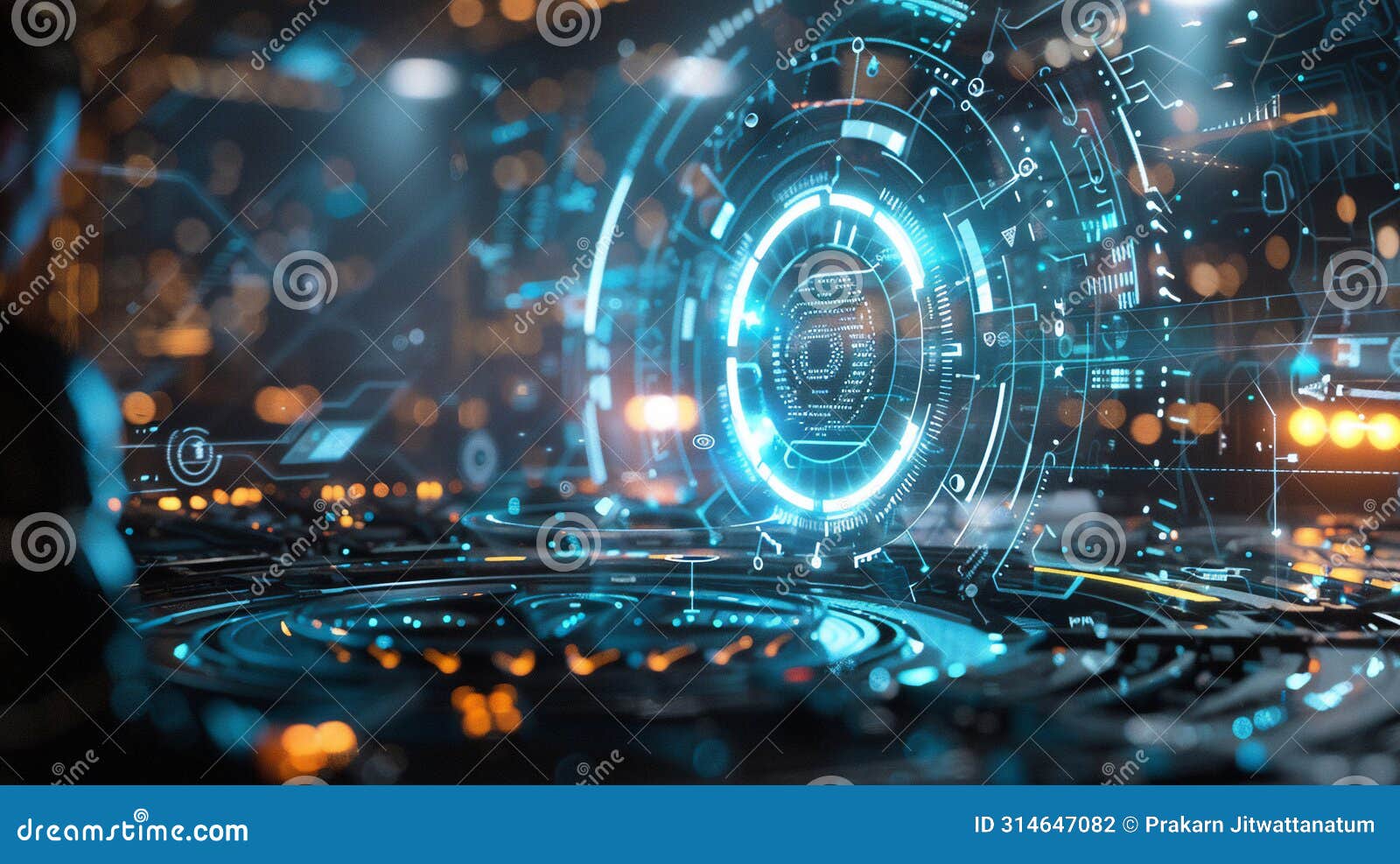 Digital Technology Depth of Field Background Generative AI Stock ...