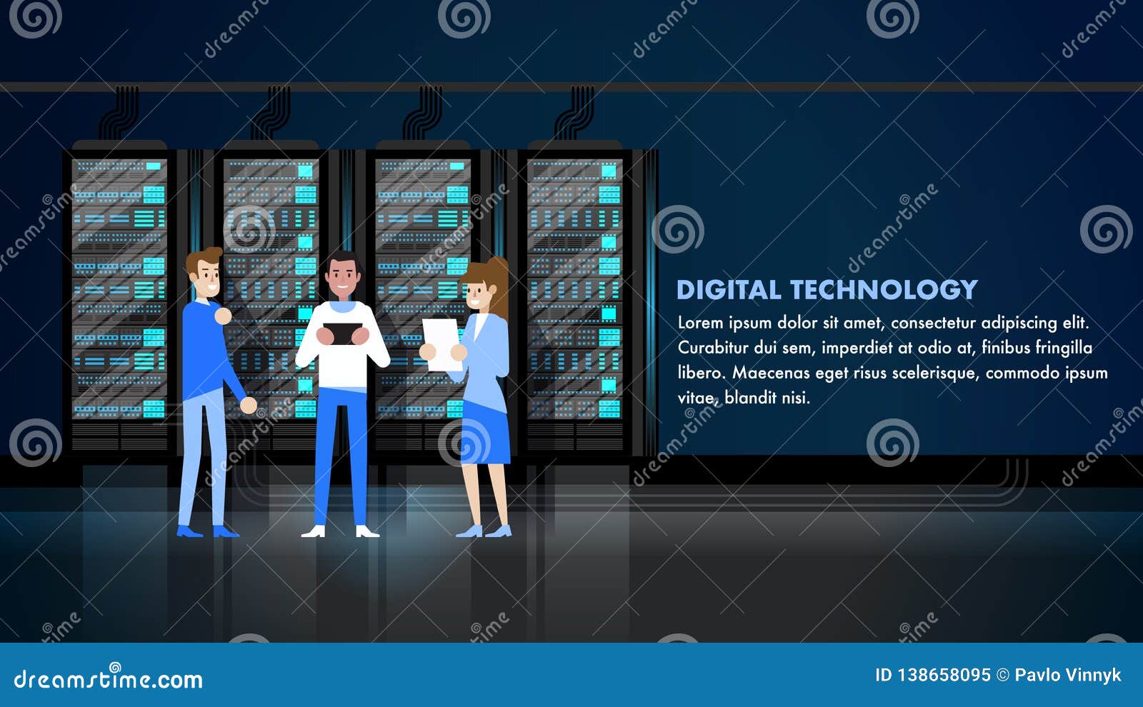 Digital Technology Design Concept. Flat Banner Stock Illustration ...