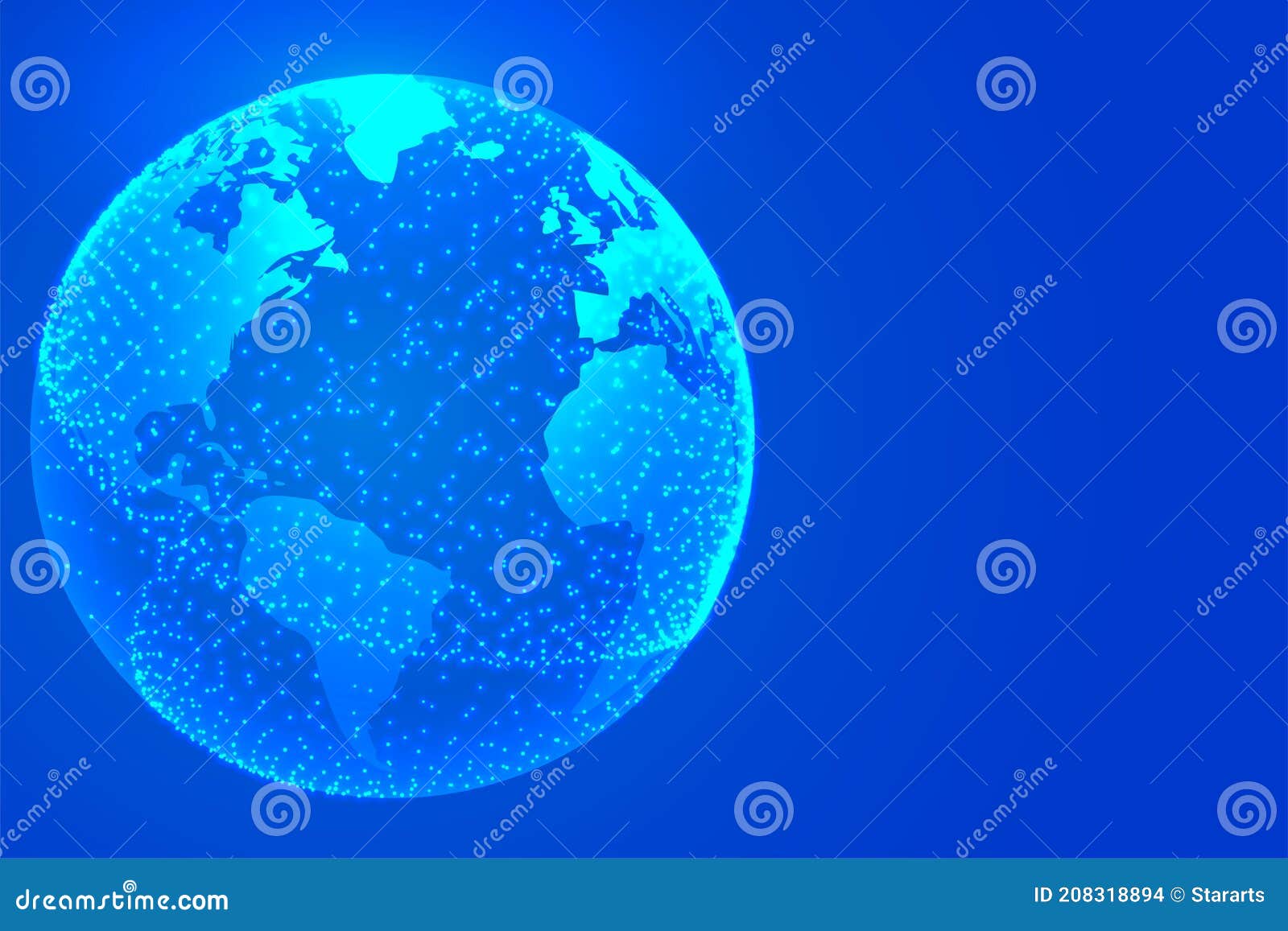 Digital Technology Earth Made with Particles Connection Stock Vector ...