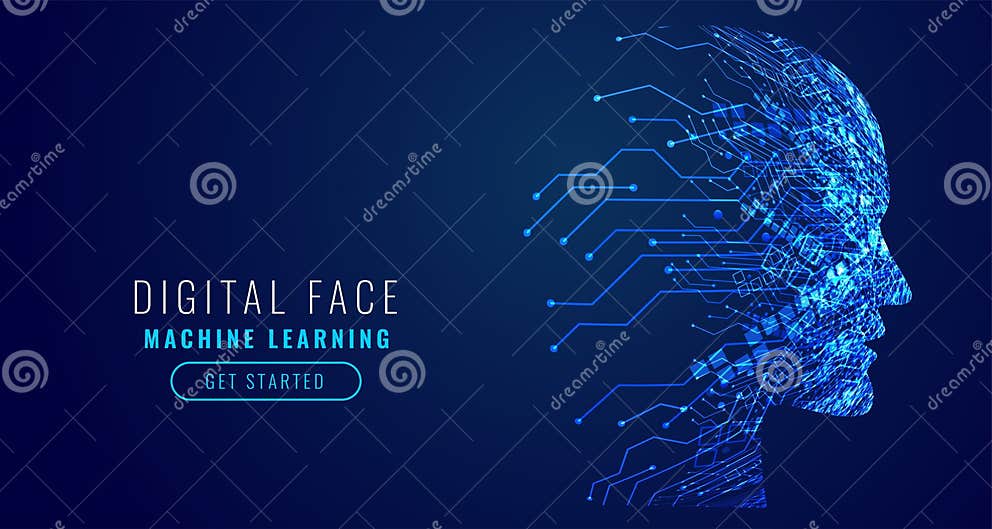 Digital Technology Face Artificial Intelligence Concept Design Stock Vector - Illustration of ...