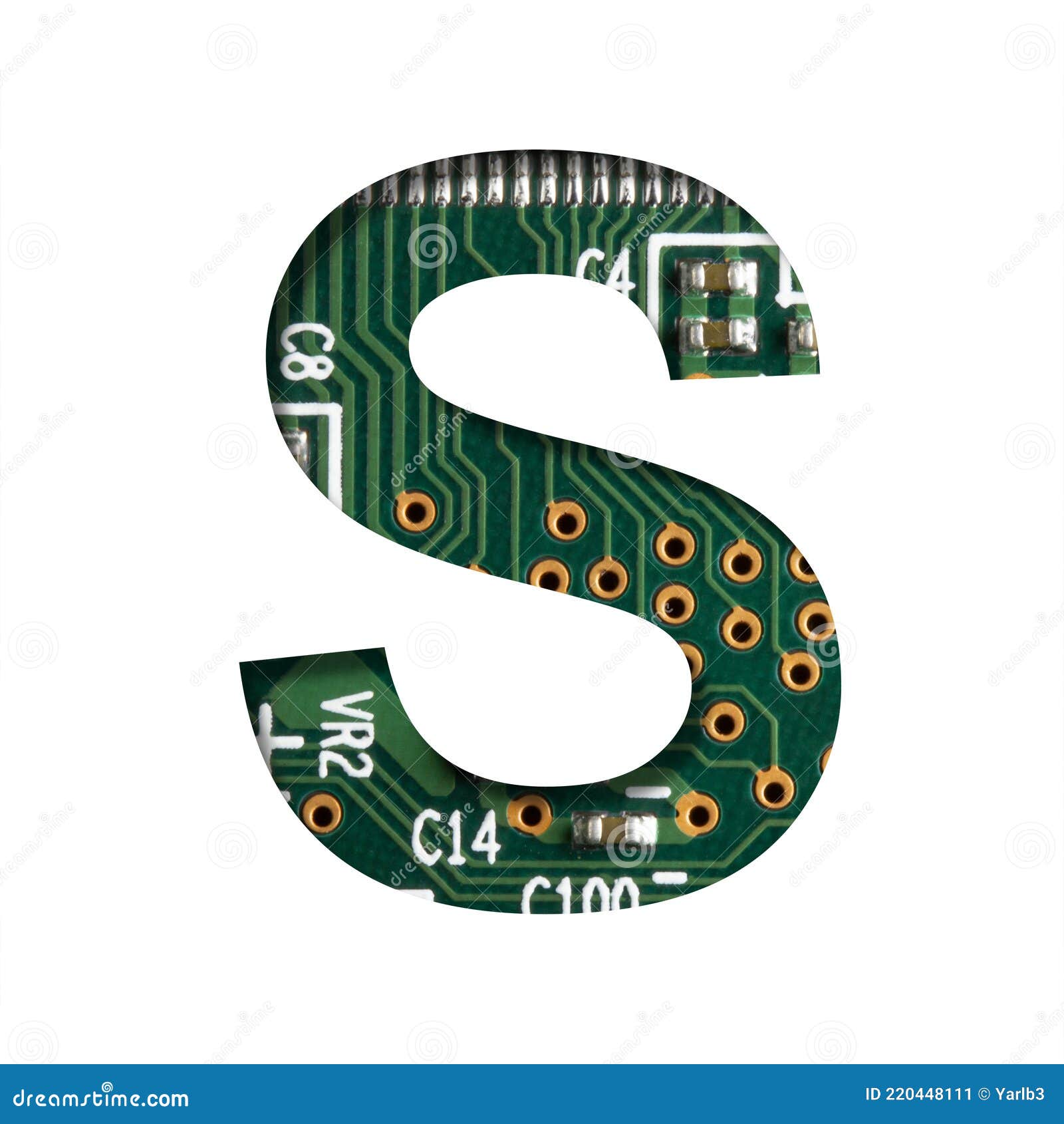 Digital Technology Font. the Letter S Cut Out of White on the Printed ...