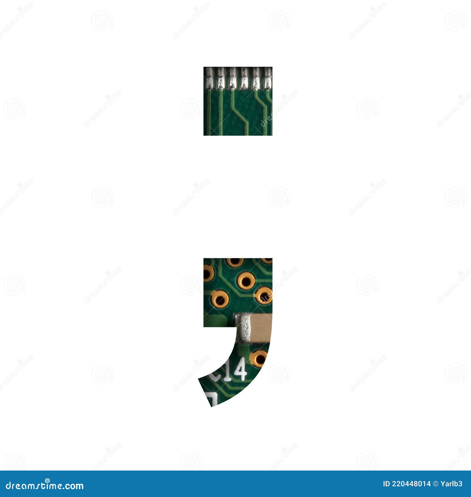 Digital Technology Font. Punctuation Marks Dot and Comma Cut Out of ...