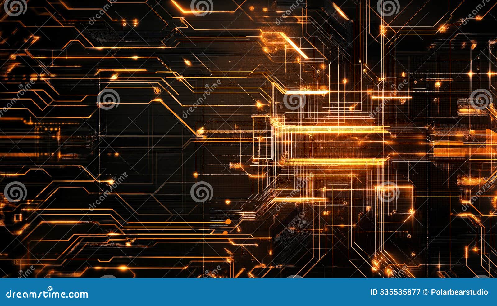 Digital Technology Gold and Black Abstract Background Concept with ...