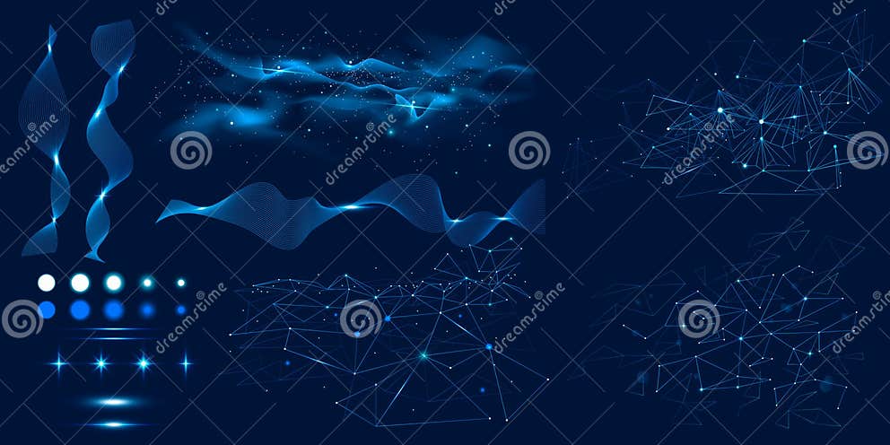 Digital Technology Gradient Elements Set Stock Illustration ...