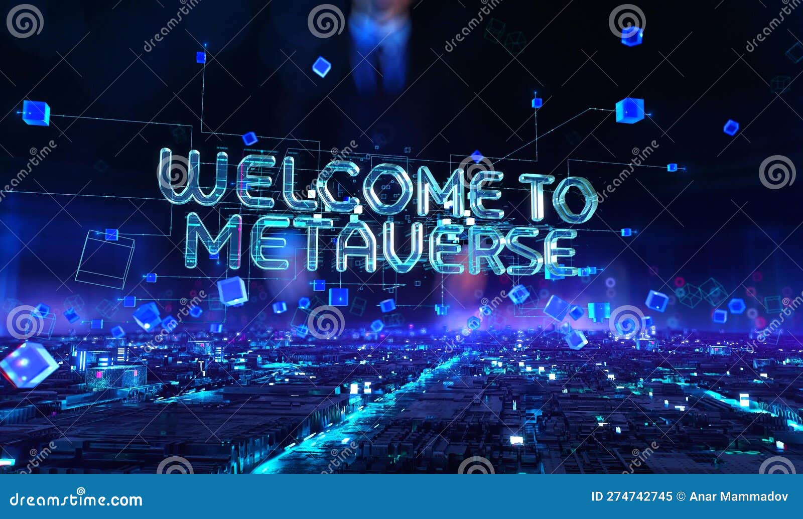 Welcome To Metaverse - Businessman Working Touching with Augmented ...