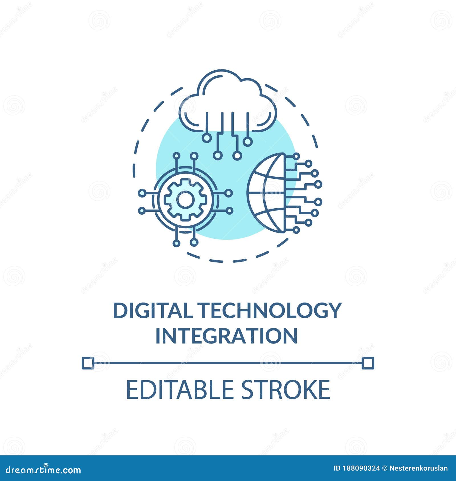 Digital Technology Integration Turquoise Concept Icon Stock Vector