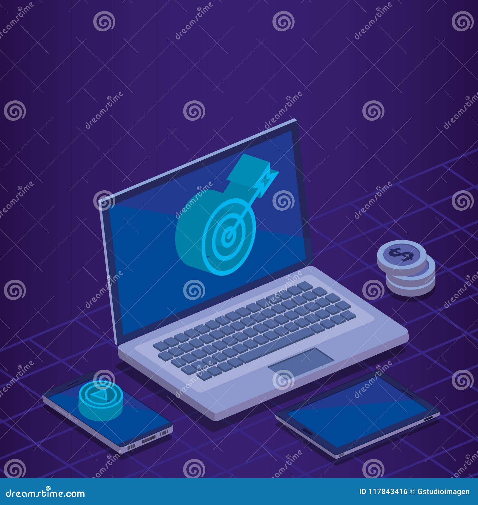 Digital Technology Isometrics Icons Stock Vector - Illustration of ...