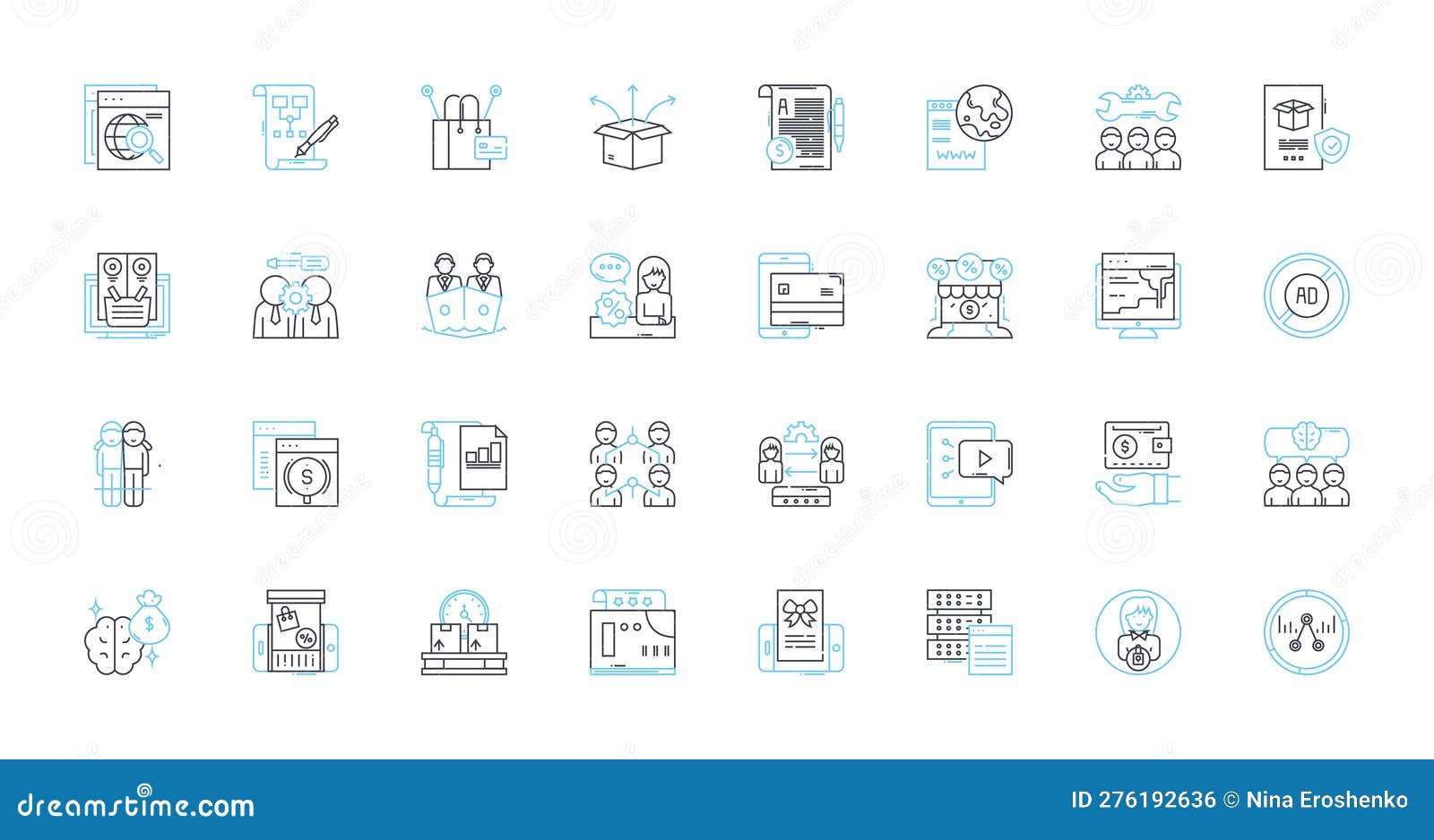 Digital Technology Linear Icons Set. Disruption, Innovation ...